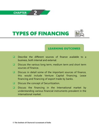 Sources of finance (Institute of chartered accountancy of India notes ...
