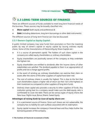 Sources of finance (Institute of chartered accountancy of India notes ...