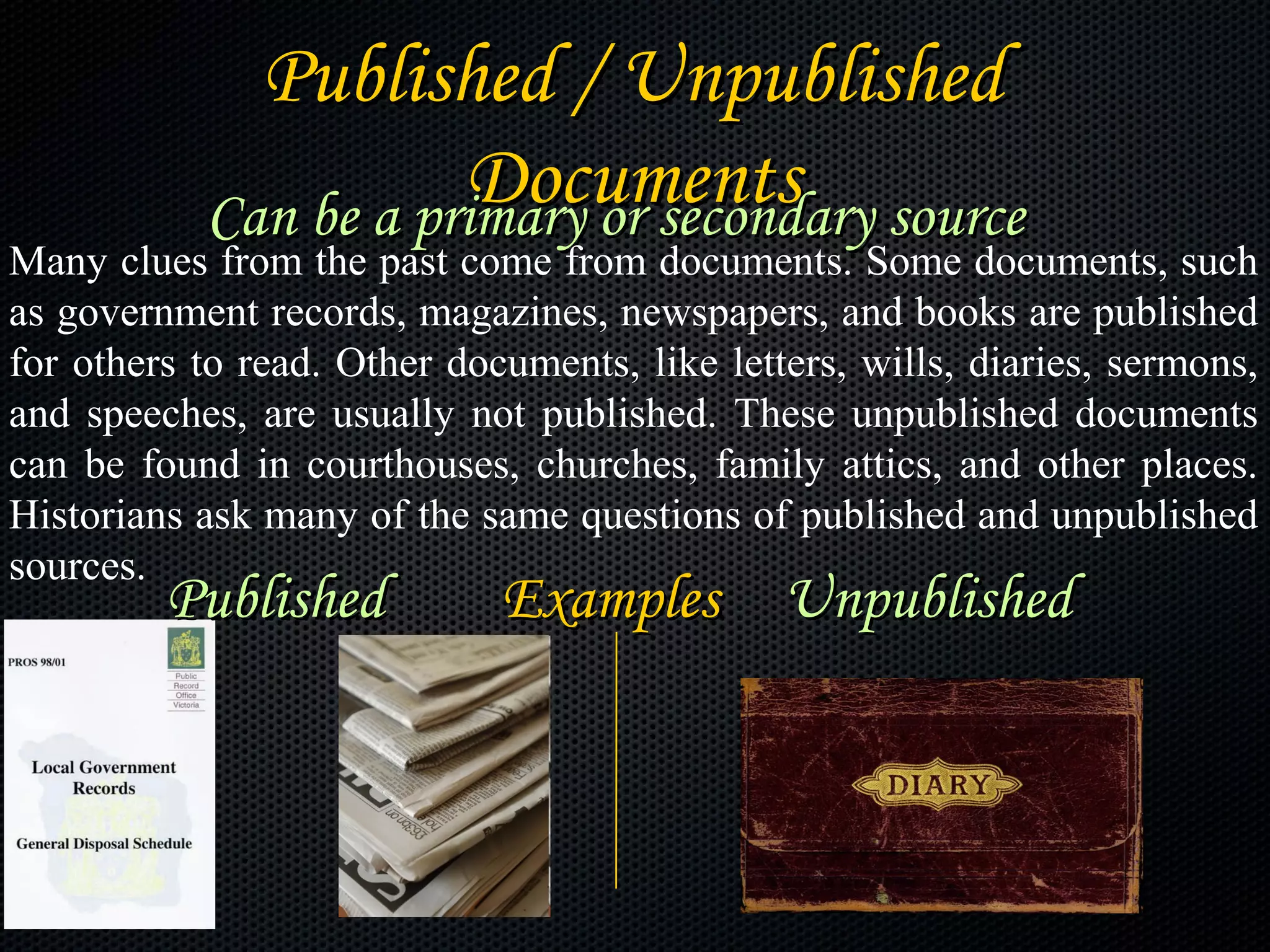 Sources of History | PPT