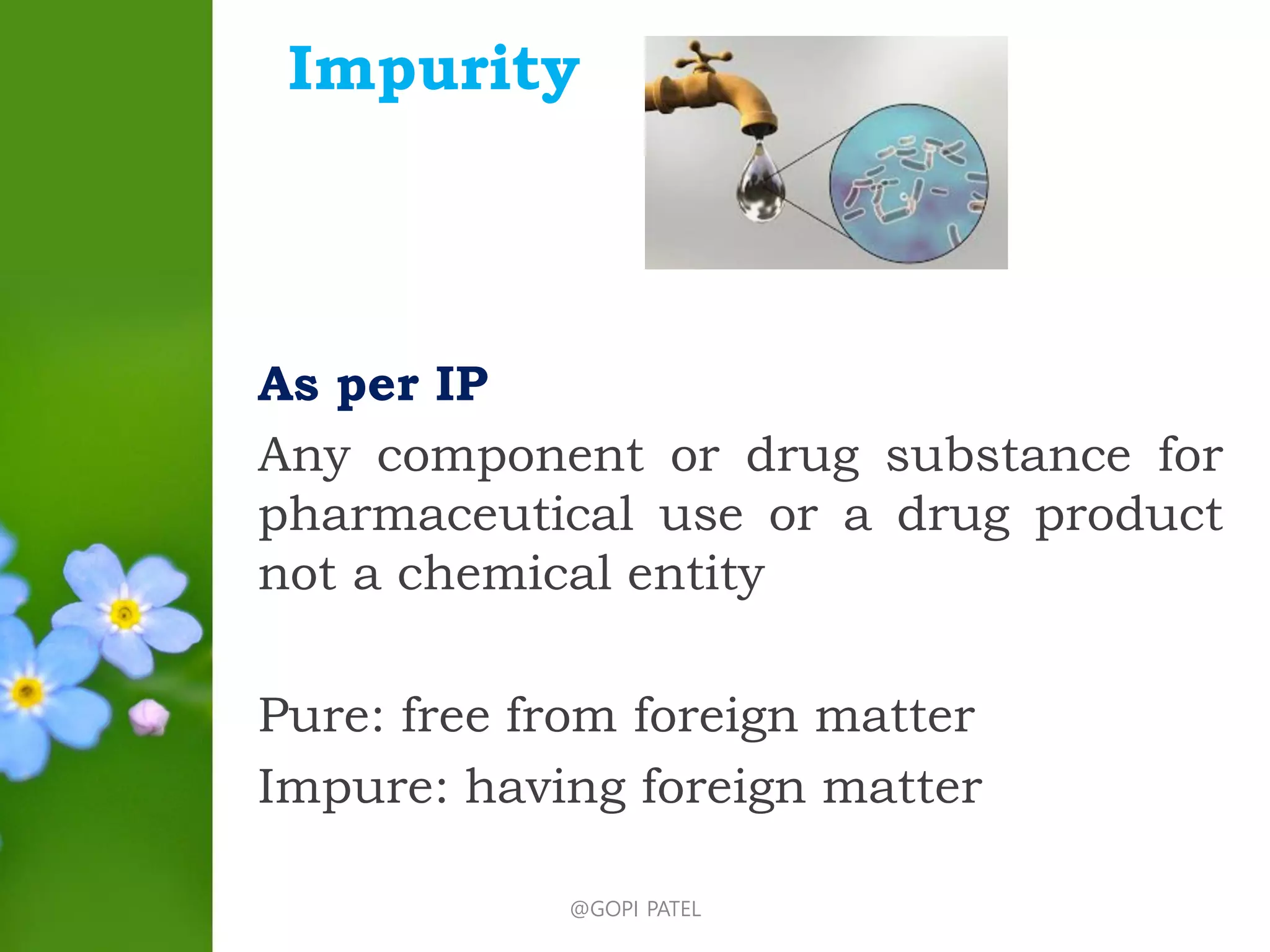 Impurities in Pharmaceuticals: Sources of impurities | PDF