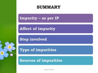 Impurities in Pharmaceuticals: Sources of impurities | PDF
