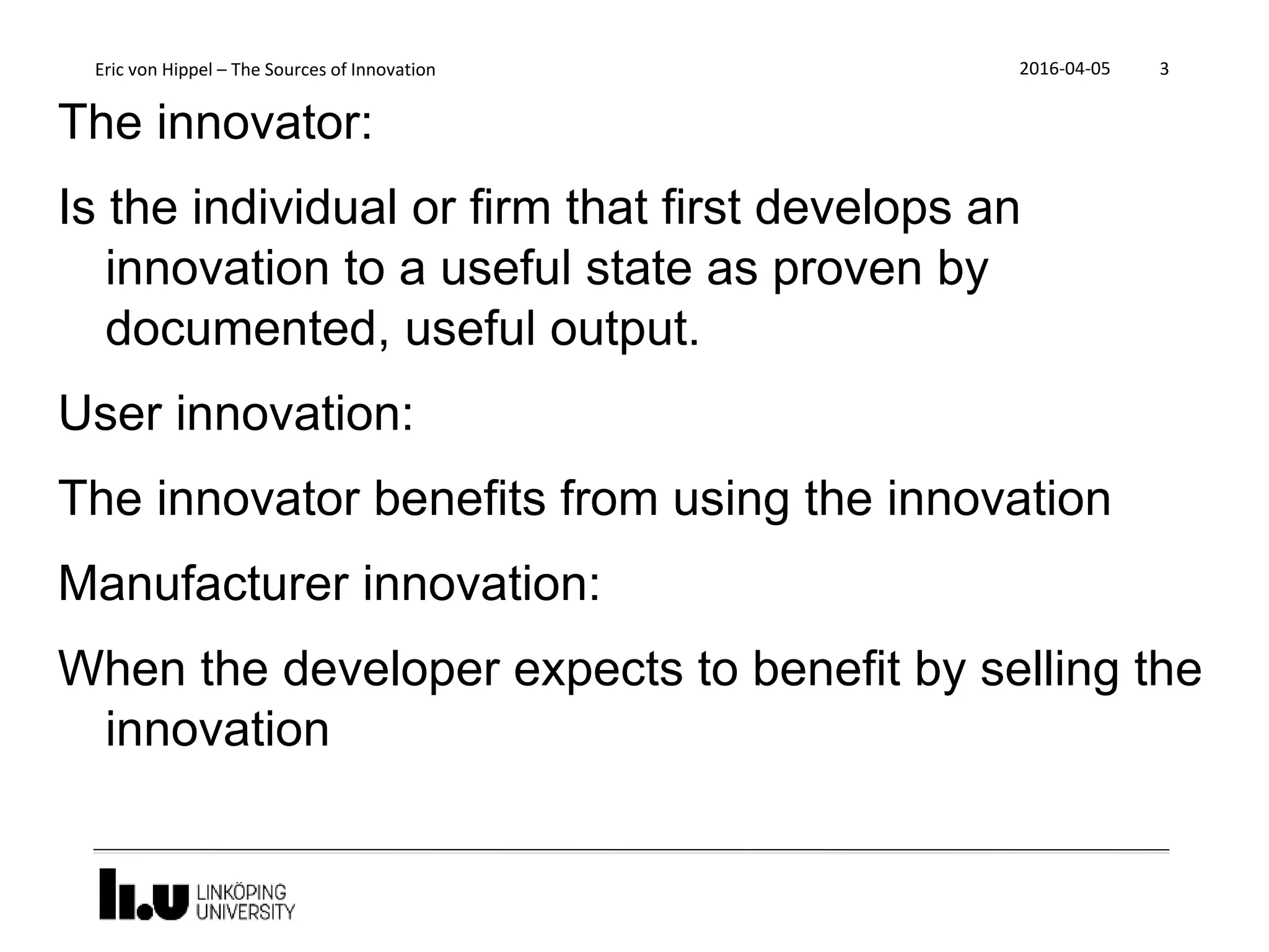 Sources of innovation Natasha bank & Eduardo Cadorin | PPTX