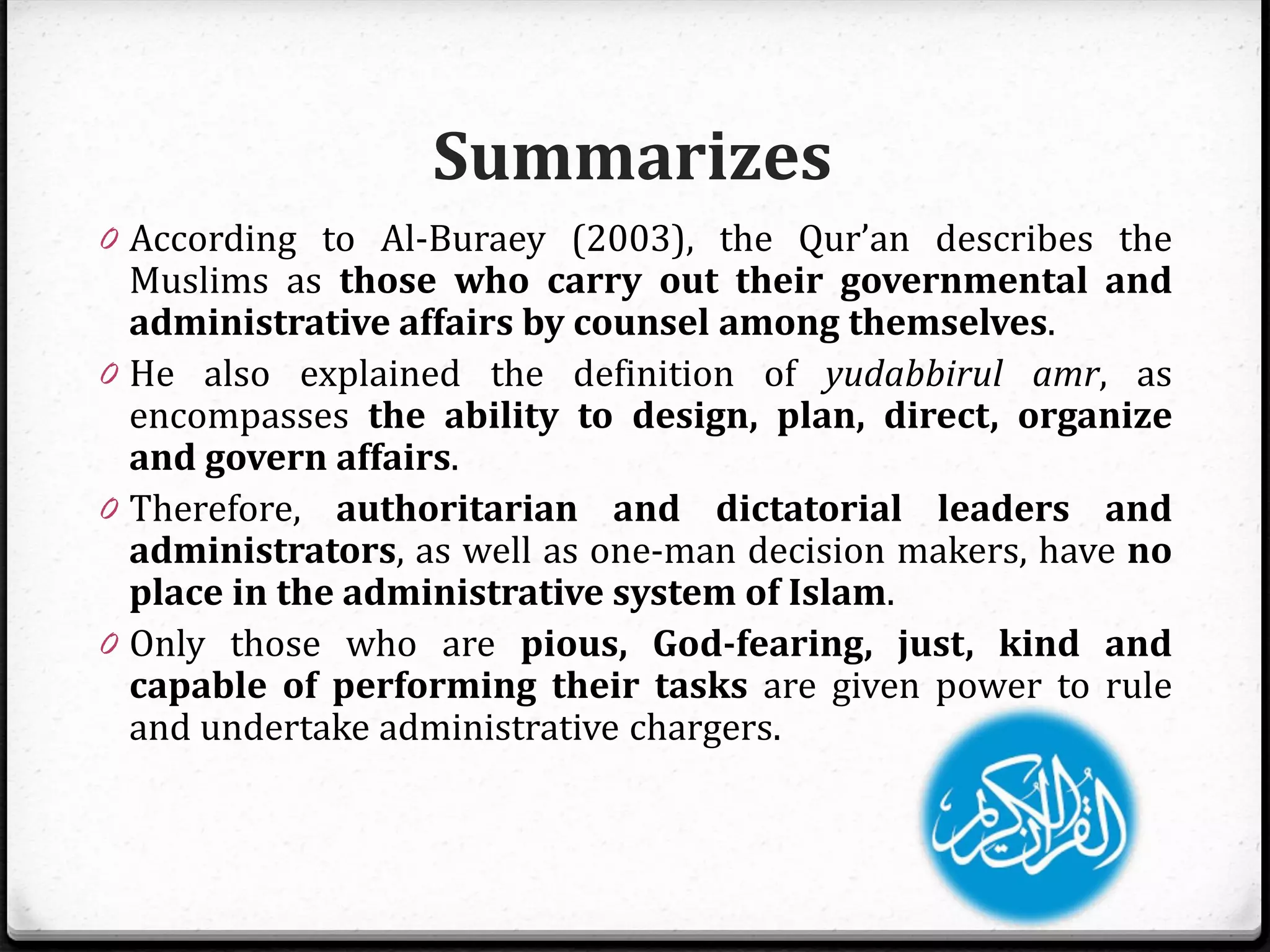 Sources of Islamic Administration | PPT