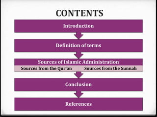 Sources of Islamic Administration | PPT