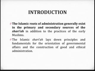 Sources of Islamic Administration | PPT