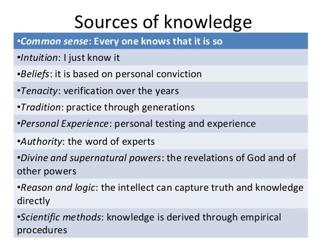 Sources of knowledge