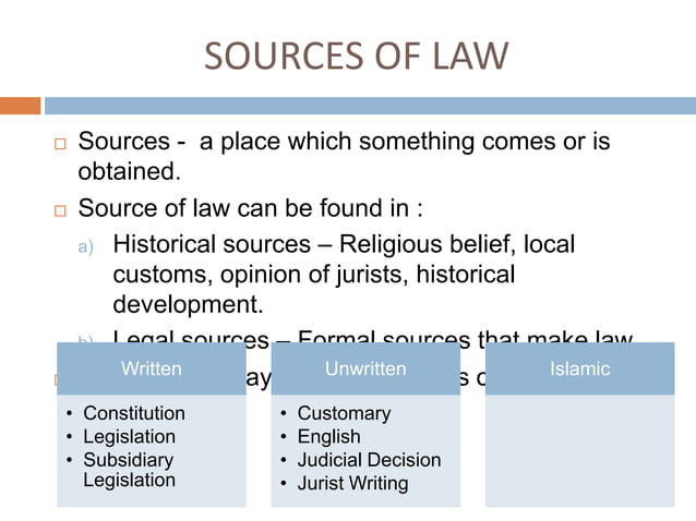 Sources of law in Malaysia | PPTX