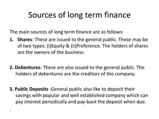 Sources of long term finance | PPTX