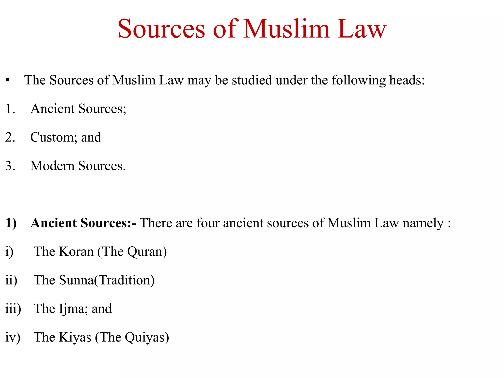 Sources of Muslim Law | PPTX