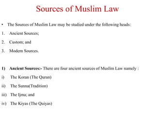 Sources of Muslim Law | PPTX