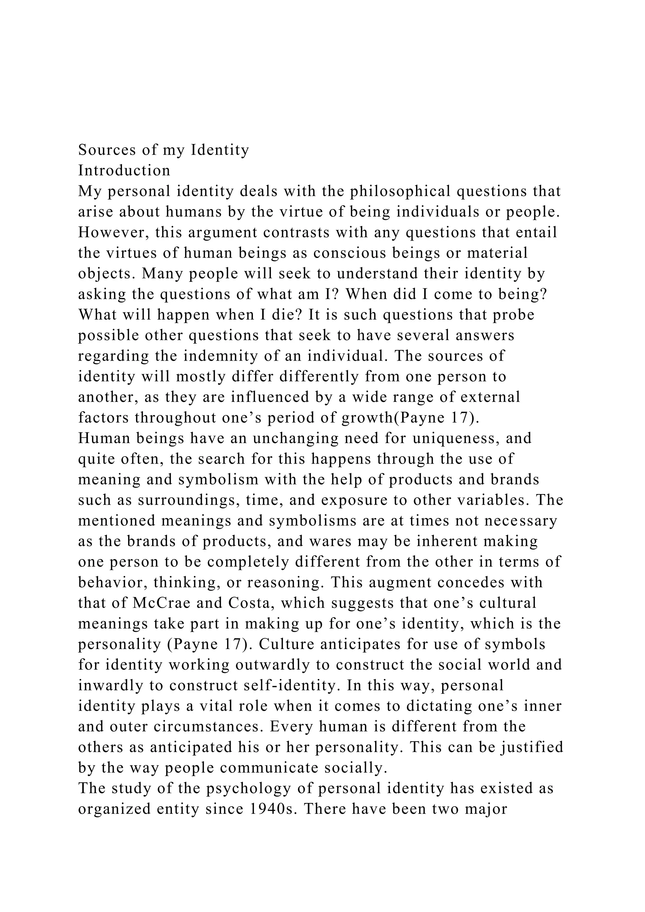 Sources of my IdentityIntroduction My personal identity deal.docx