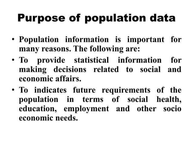 Sources of population data | PPTX | Science
