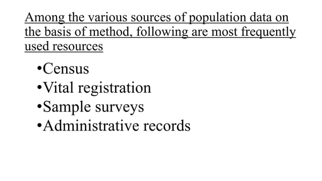 Sources of population data | PPTX | Marriage and Civil Unions | Family ...