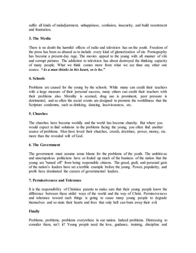 Sources of Problems Among the Young Men in our Society | PDF