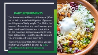 Sources & recommended dietary allowance (RDA) OF PROTEIN | PPTX