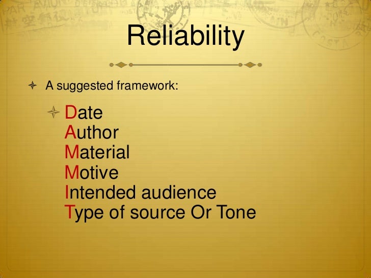 Sources, reliability and bias