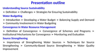 Source sustainability, Water Budgeting and Convergence, Source ...