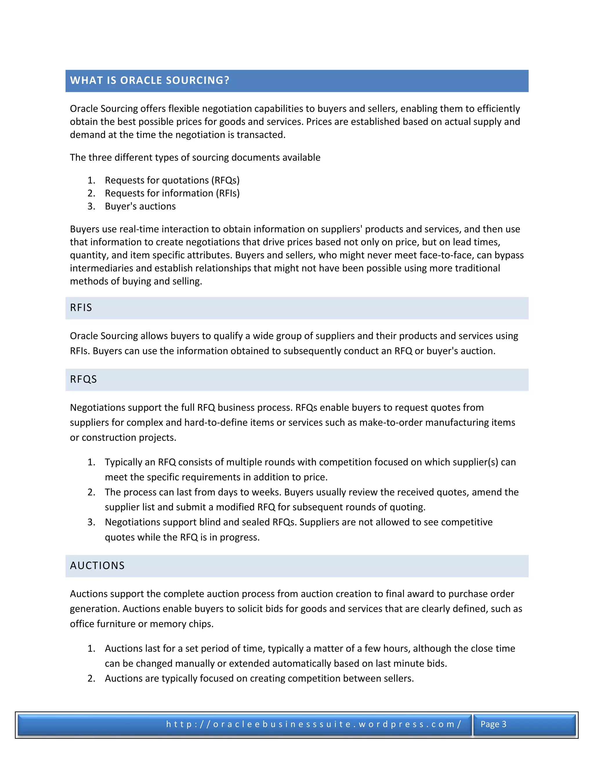 Oracle Sourcing Setup | PDF