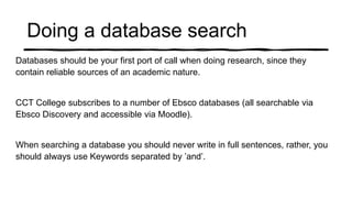 Sourcing and evaluating information .pptx | Databases | Computer Software and Applications
