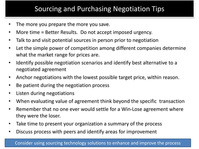 Corporate Purchasing Negotiation Tips | PPT
