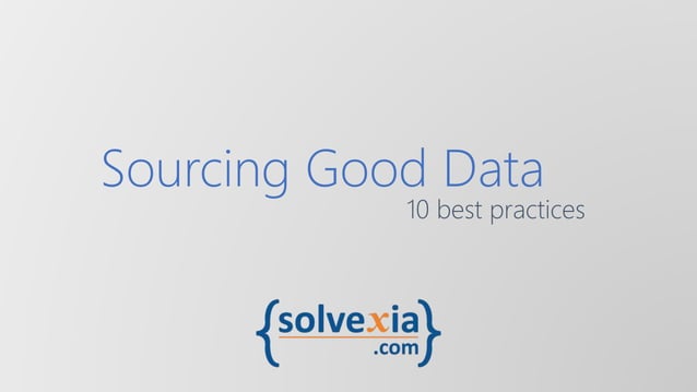 How to source good data | PPT