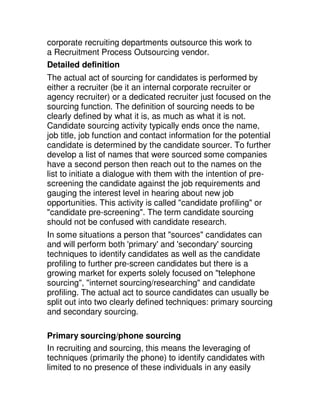 Sourcing solid notes | PDF | Resume Writing and Advice | Job Search