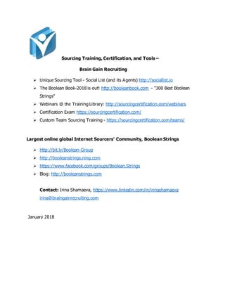Sourcing Training, Exams, and Tool Social List | PDF