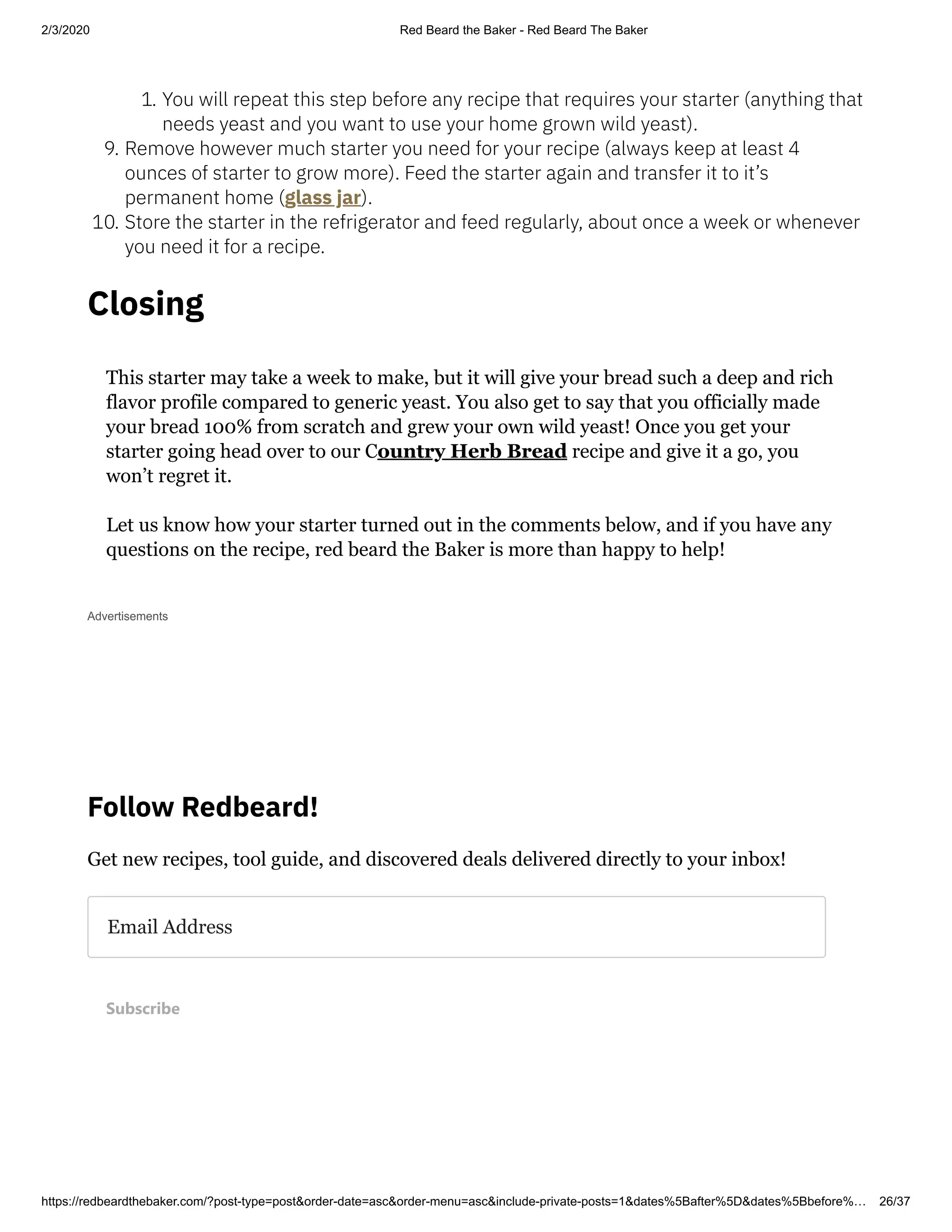 Sourdough Starter Recipe Pdf
