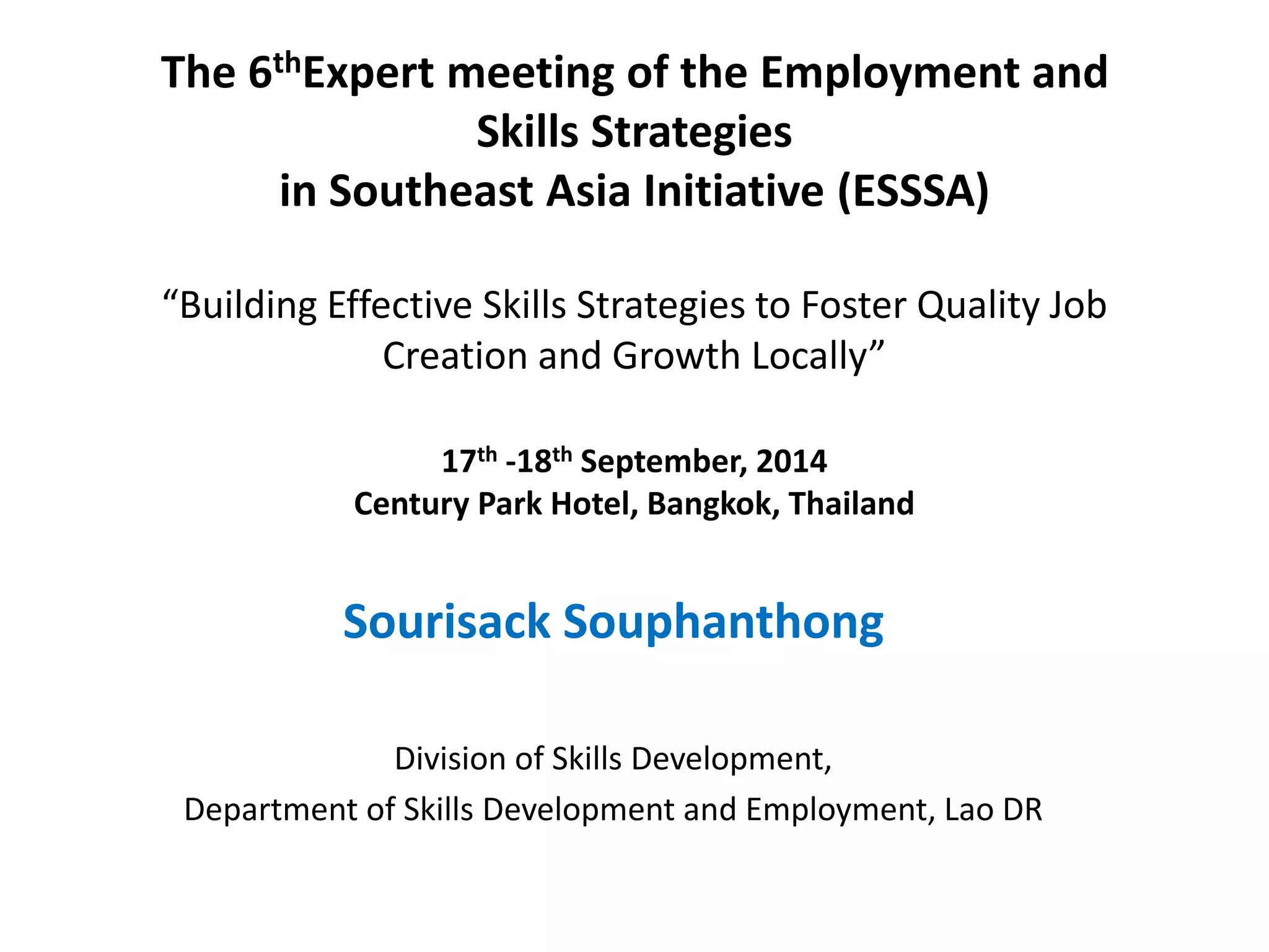 Building Effective Skills Strategies to Foster Quality Job Creation and ...
