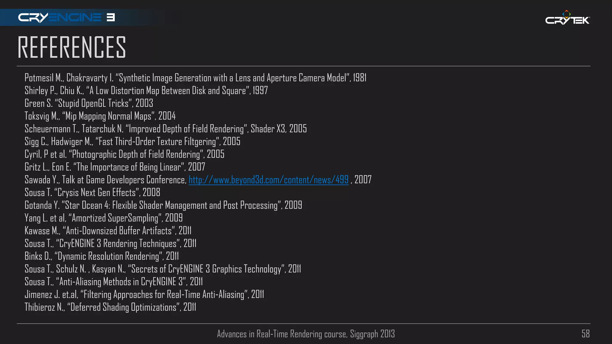 Graphics Gems from CryENGINE 3 (Siggraph 2013) | PDF