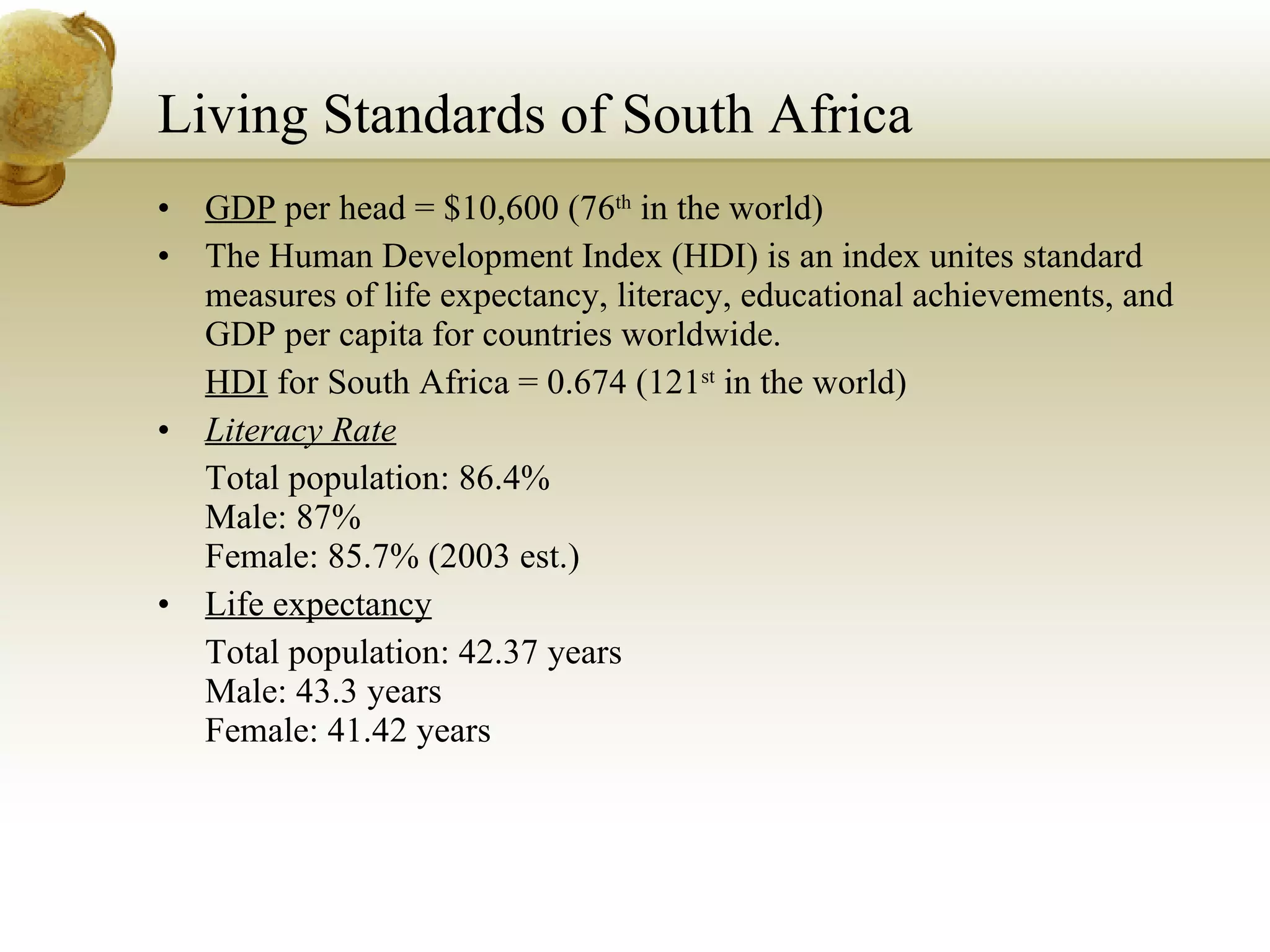 The Economy in South Africa | PPT