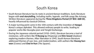 South-Korea Literature -21st Centurypptx | PPTX