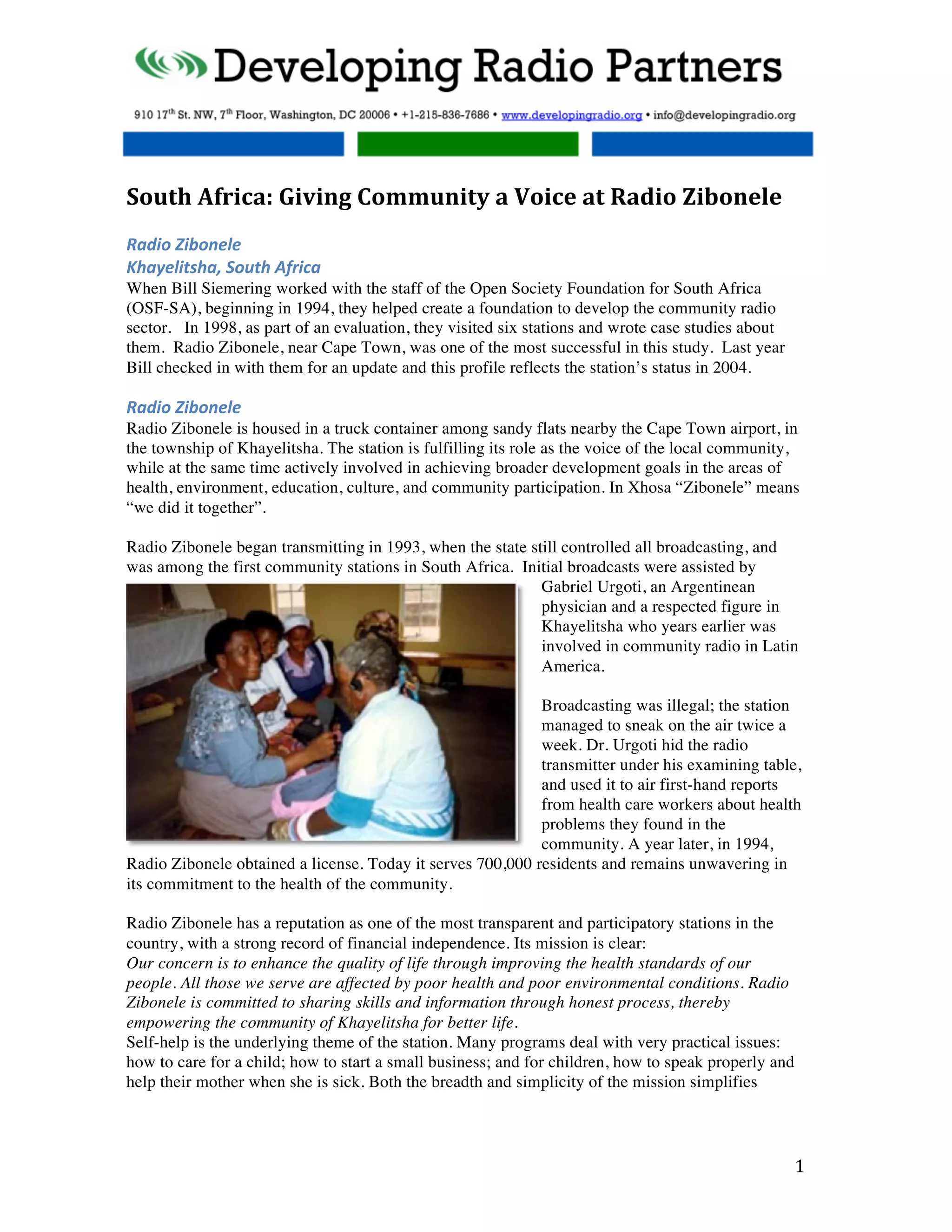 South africa radio zibonele | PDF