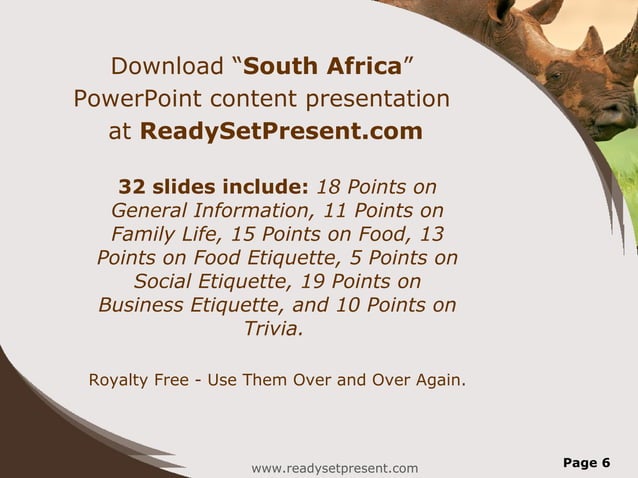 South Africa Country PowerPoint Presentation Content | PPT