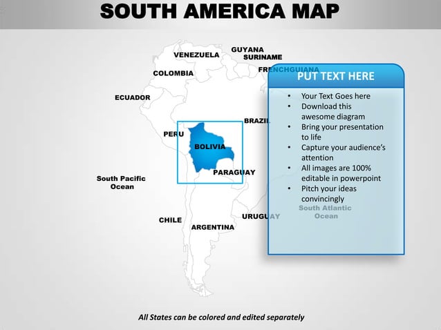 South america editable continent map with countries | PPT