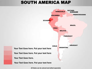South america editable continent map with countries | PPTX