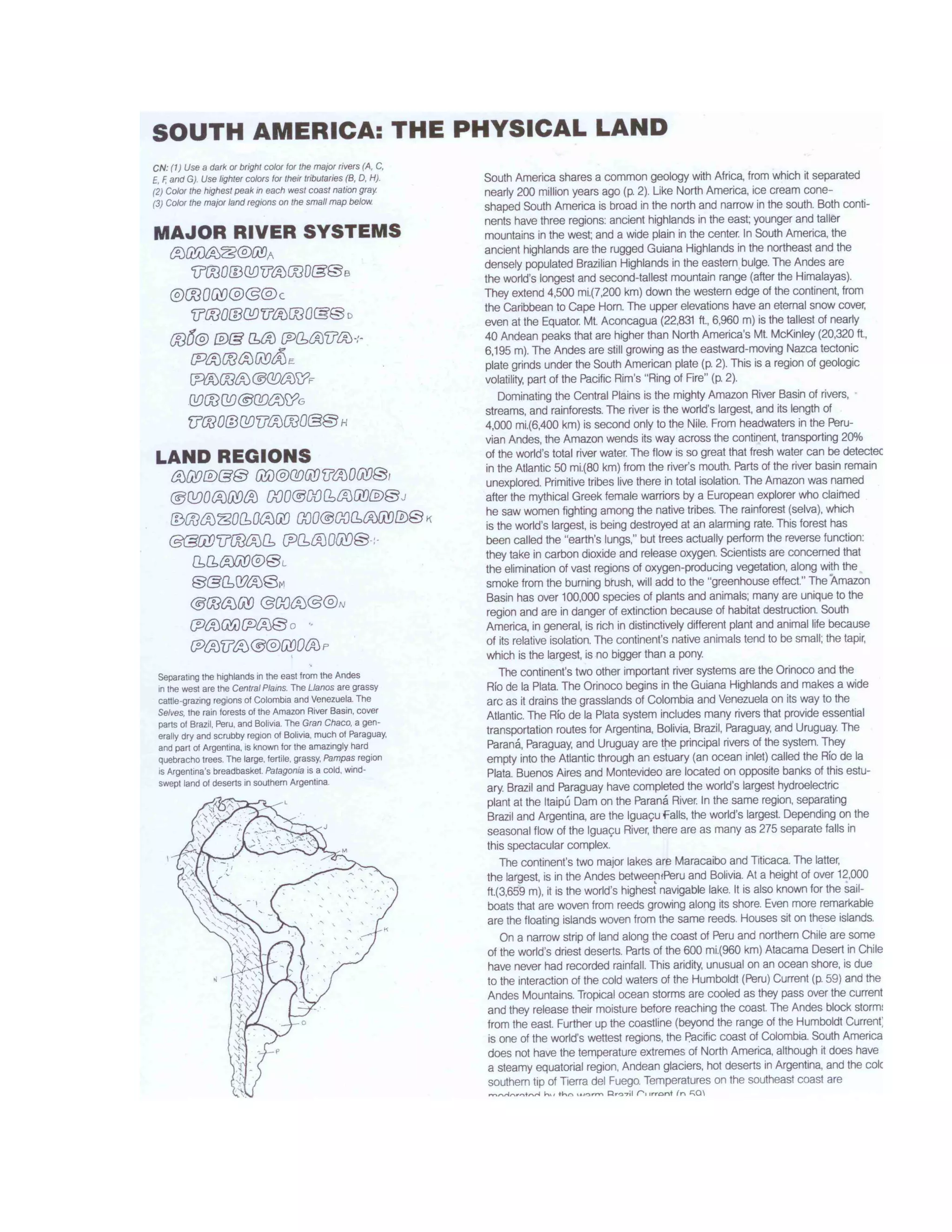 South america map packet | PDF | South America Travel | Travel Locations