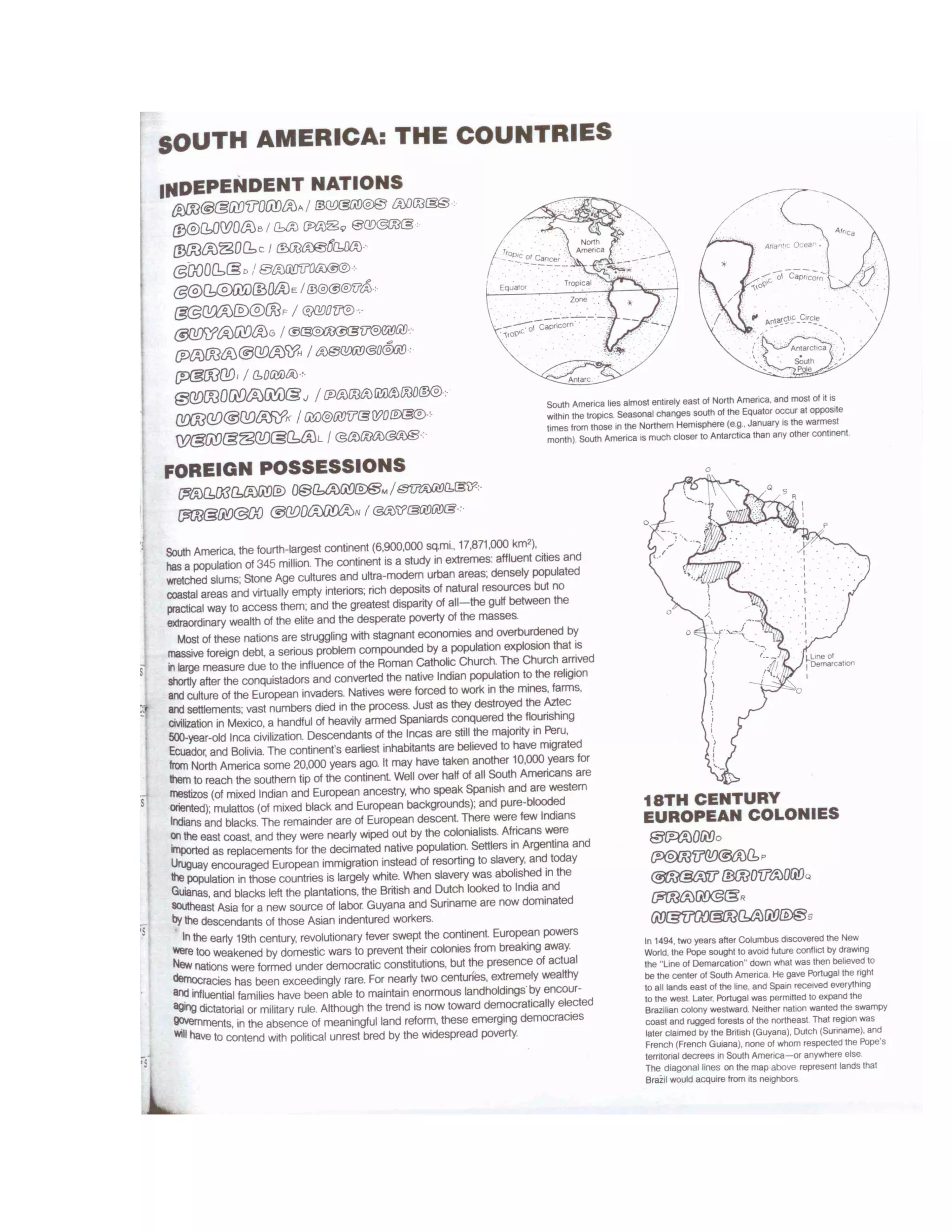 South america map packet | PDF