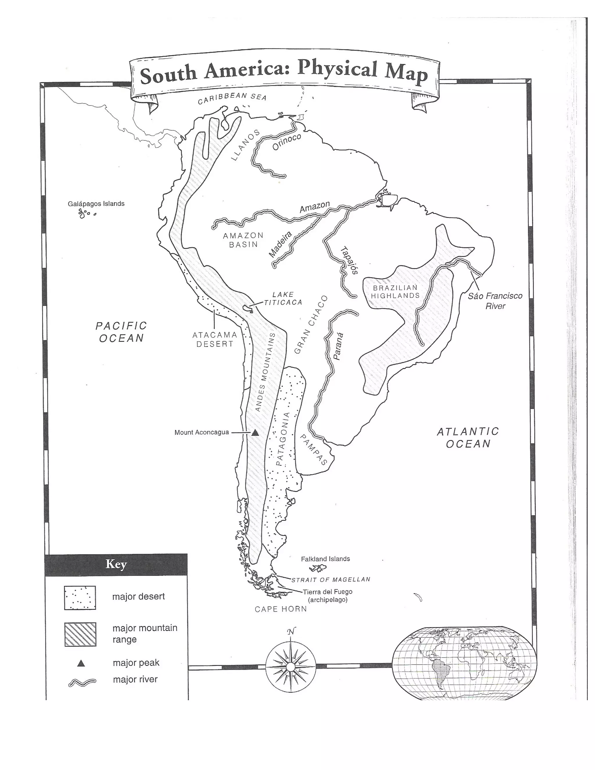 South america physical map | DOC