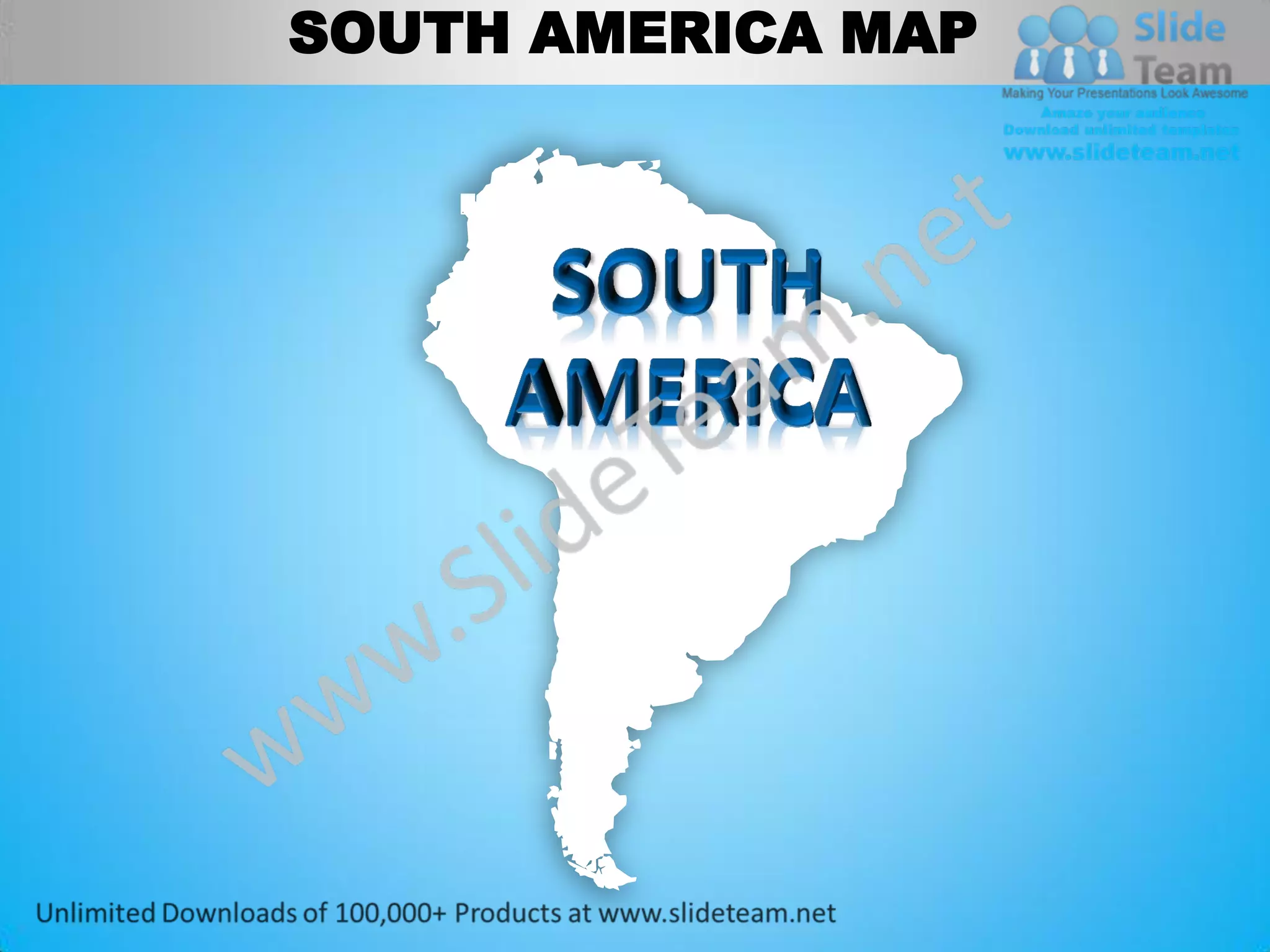South america powerpoint editable continent map with countries ...