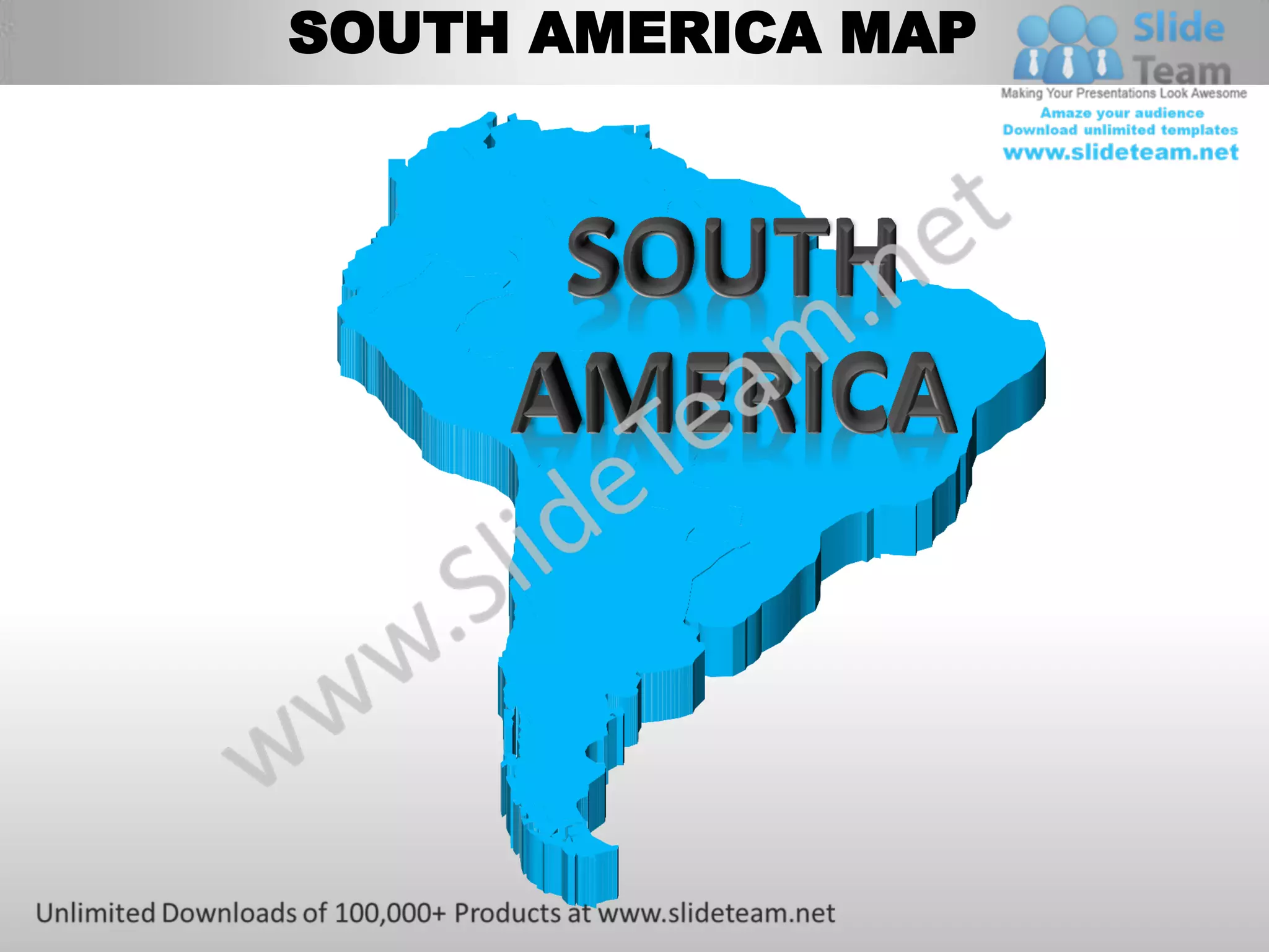 South america powerpoint editable continent map with countries ...