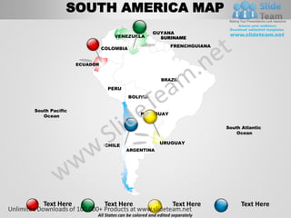 South america powerpoint editable continent map with countries ...