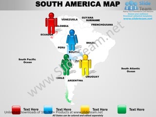 South america powerpoint editable continent map with countries ...