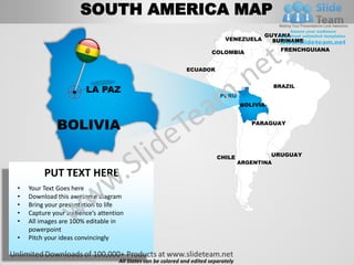South america powerpoint editable continent map with countries ...