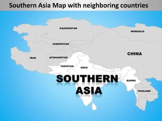 South asia editable continent map with countries | PPTX