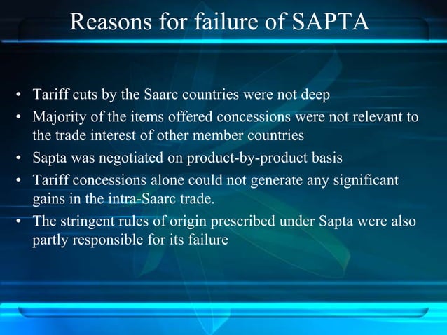 South asian free _trade_ area (safta) | PPTX | Asia Travel | Travel ...