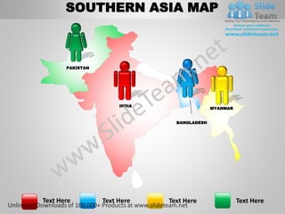 South asia powerpoint editable continent map with countries templates ...
