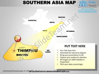South asia powerpoint editable continent map with countries templates ...