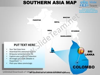 South asia powerpoint editable continent map with countries templates ...