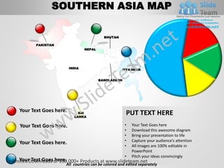 South asia powerpoint editable continent map with countries templates ...